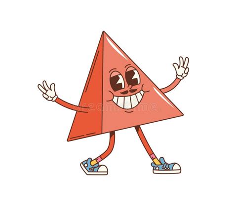 Cartoon Groovy Math Geometric Triangle Figure Stock Vector