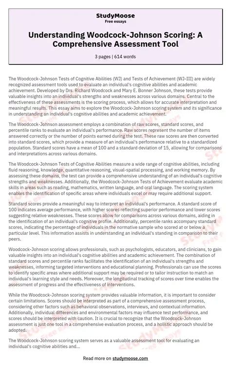 Understanding Woodcock Johnson Scoring A Comprehensive Assessment Tool