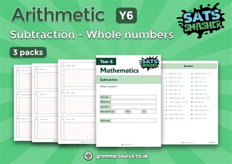 Y6 Sats Smasher Maths Arithmetic Subtraction Whole Numbers
