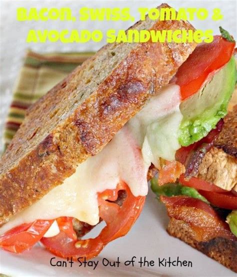 Bacon Swiss Tomato And Avocado Sandwiches Recipe Avocado Sandwich