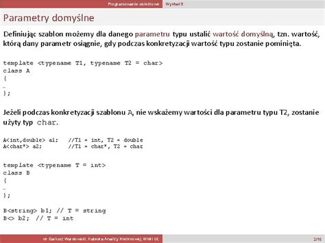 Programowanie Obiektowe Wykad Programowanie Obiektowe Szablony Cz