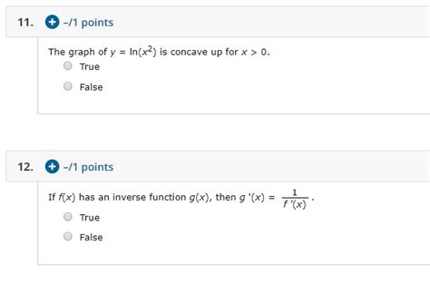 solved 11 1 points the graph of y in x is concave up