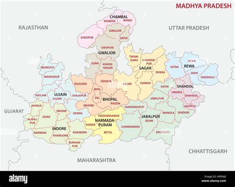 Madhya Pradesh Administrative And Political Vector Map Stock Vector Art