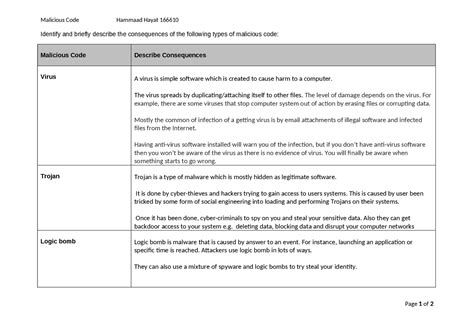 malcious code on security docsity