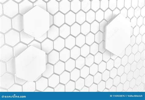 Abstract Array Of Shinny White Polygons D Render Stock Illustration