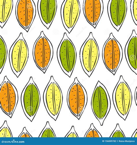 Hand Drawn Citrus Slices Vector Seamless Pattern Stock Vector