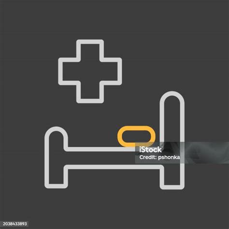 어두운 배경에 병원 침대와 십자가 아이콘 건강 진단에 대한 스톡 벡터 아트 및 기타 이미지 건강 진단 검은색 구급대원