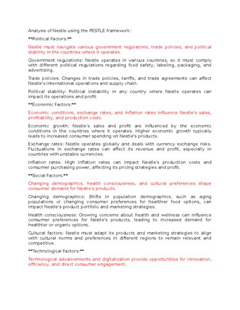 Analysis Of Nestle Using The Pestle Framework Analysis Of Nestle