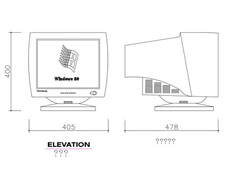 Desktop Computer Monitor Cad Block Elevation Design Dwg File Cadbull