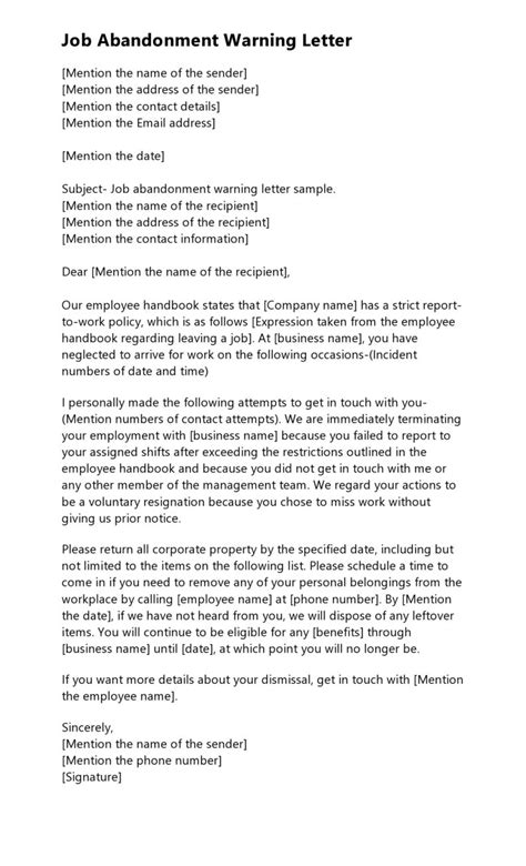 40 Simple Job Abandonment Letters 100 Free Templatelab
