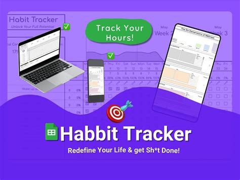 Minimal Habit Tracker Spreadsheet Google Sheets Daily Weekly Monthly