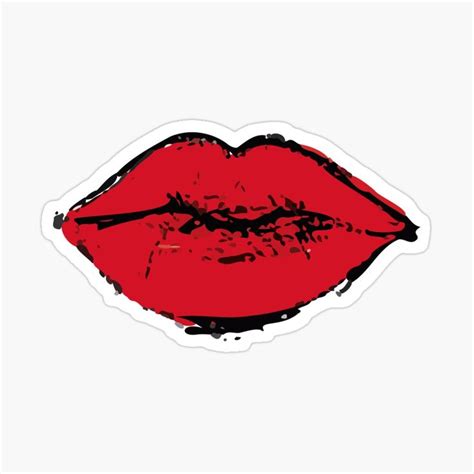 Lippenzeichnung Als Sticker Aufkleber Roter Lippenstifft Lippen