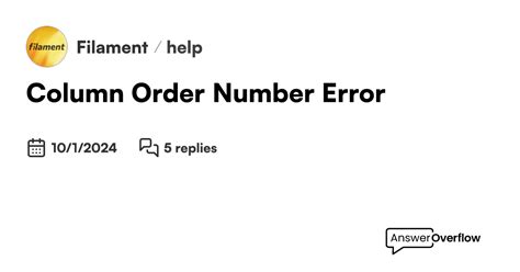 Column Order Number Error Filament