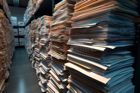 Corporate Order Stacks Of Paperwork Business Documents In Office