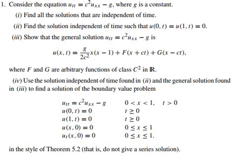 Consider The Equation Utt C2uxx G Where G Is A Chegg Com