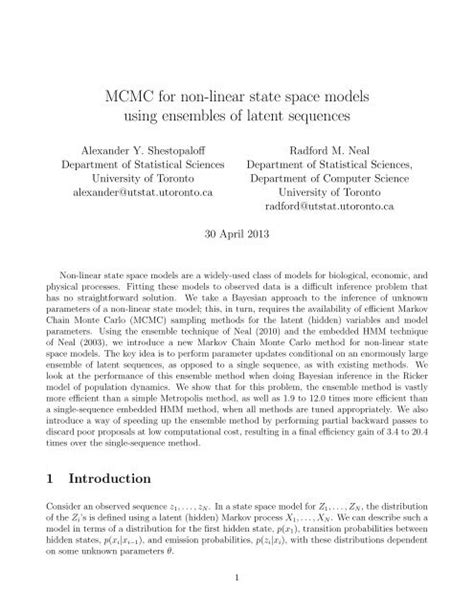 mcmc for non linear state space models using ensembles of latent