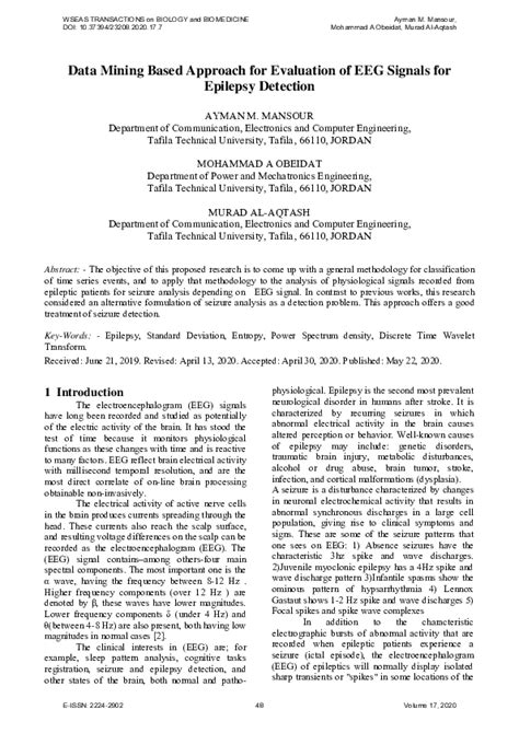 Pdf Data Mining Based Approach For Evaluation Of Eeg Signals For
