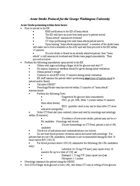 Acute Stroke Protocol Pdf Stroke Clinical Medicine