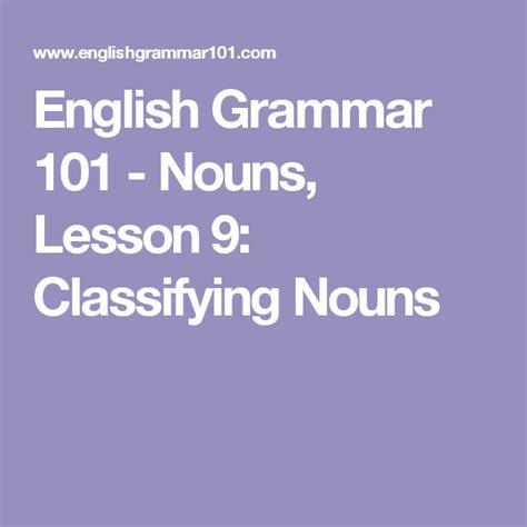 Classifying Nouns In English Grammar