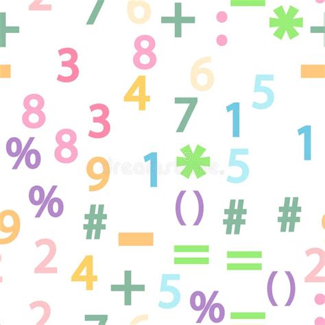 colorful numbers math symbols and formulas seamless pattern
