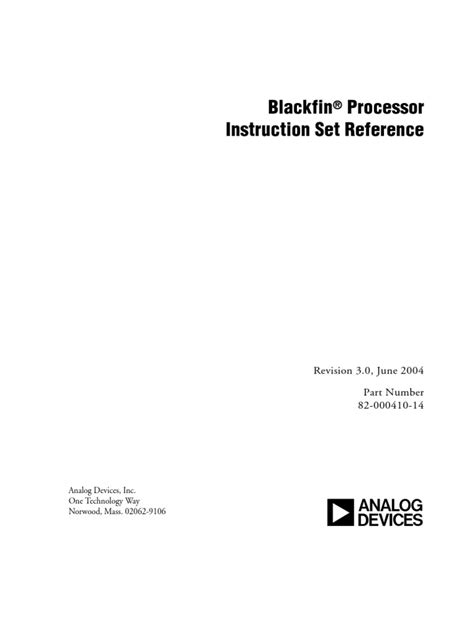 Blackfin® Processor Instruction Set Pdf Digital Signal Processor