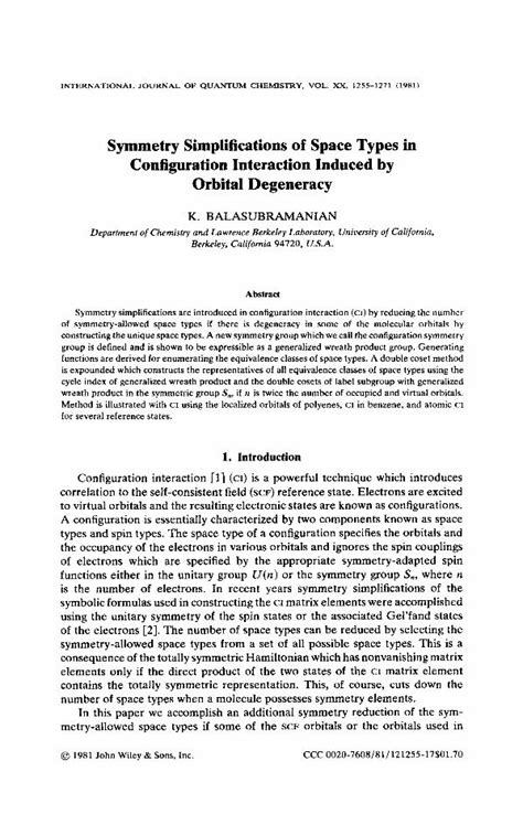 Pdf Symmetry Simplifications Of Space Types In Configuration
