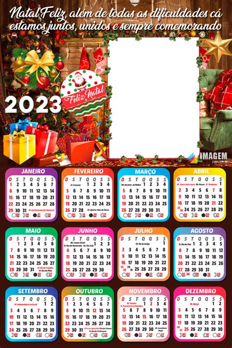 Moldura Para Montagem De Foto Calendário 2023 🎅 Natal Feliz Além De