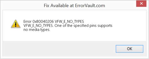 How To Fix Error X Vfw E No Types Vfw E No Types One Of