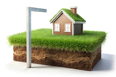 3d Land Sign Against Lawn On Cubicle Soil And Geology Cross Section