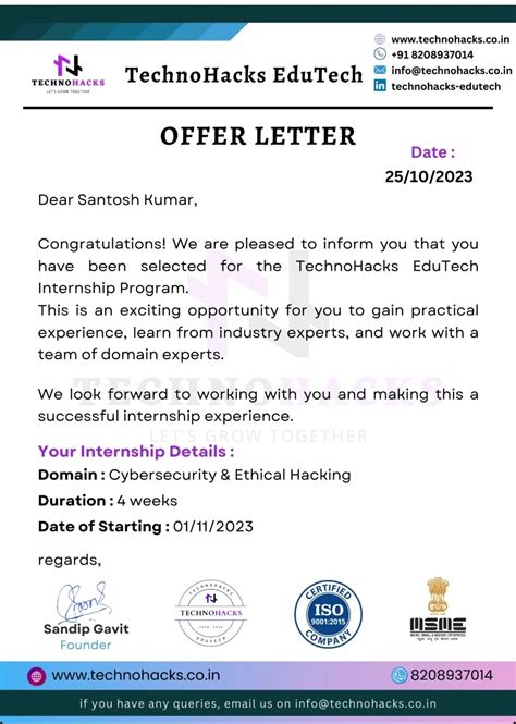 Glad To Announce That I Received An Offer Letter Regarding