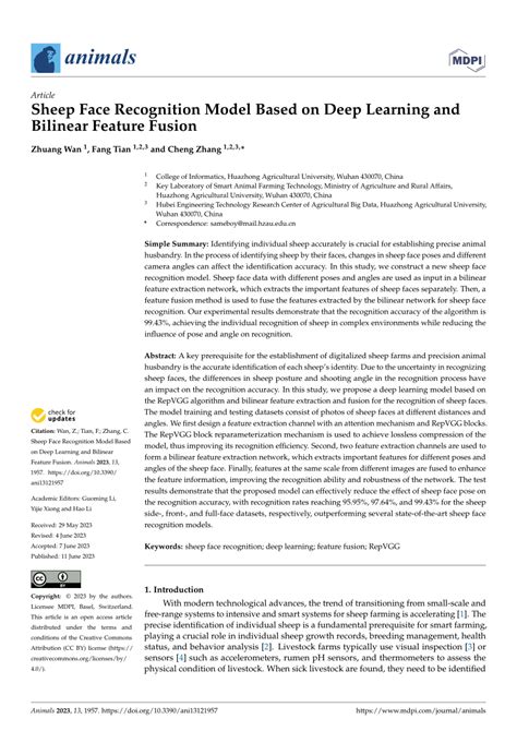 Pdf Sheep Face Recognition Model Based On Deep Learning And Bilinear