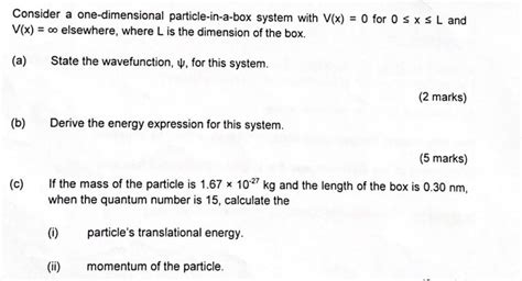 Solved Consider A One Dimensional Particle In A Box System
