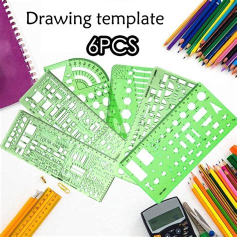 Cod Rulers 6 Pcs Architect Multi Purpose Drawing Template Set Technical