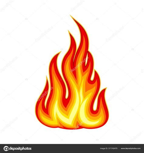 Fire Flames With Bright Orange Blazing Tongues Vector Illustration