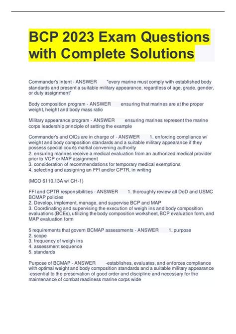 Bcp 2023 Exam Questions With Complete Solutions Bcp Stuvia Us