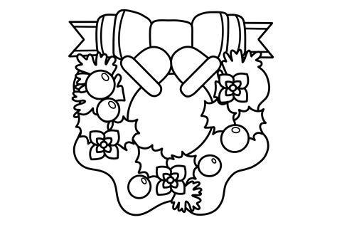 Christmas Wreath Coloring Pages Graphic By Waranokdesign99 · Creative