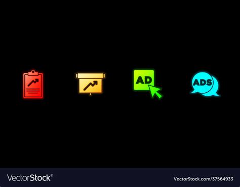 Set clipboard with graph chart board advertising Vector Image