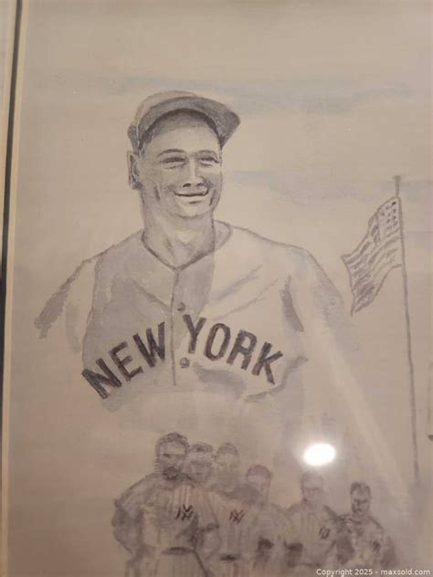 Bryan Wallace Black And White Yankees Tribute Print Matted Maxsold