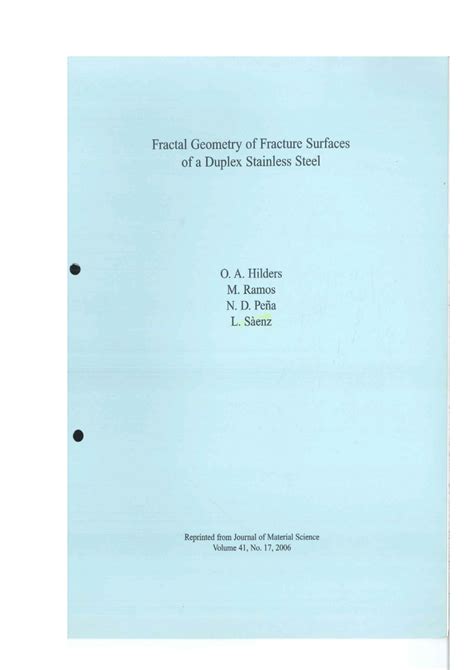 Pdf Fractal Geometry Of Fracture Surfaces Of A Duplex Stainless Steel