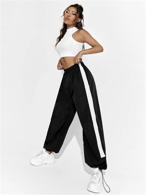 Alison Black Side White Stripe Oversized Jogger La Chic Pick