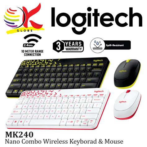 Logitech Mk Combo Desktop Wireless Nano Compact Keyboard Contoured Mouse With Spill Proof