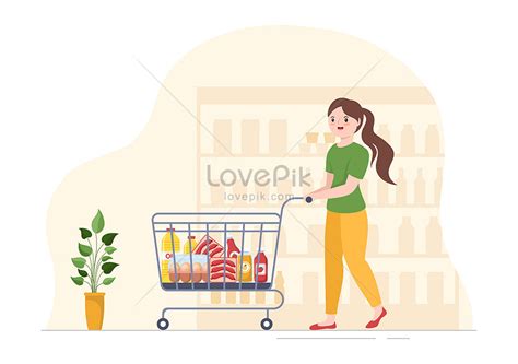 식품 선반이 있는 식료품점 또는 슈퍼마켓 일러스트 무료 다운로드 Lovepik