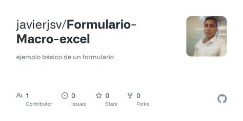 GitHub javierjsv Formulario Macro excel ejemplo básico de un formulario
