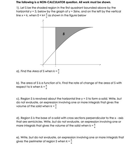 Solved The Following Is A NON CALCULATOR Question All Work Chegg