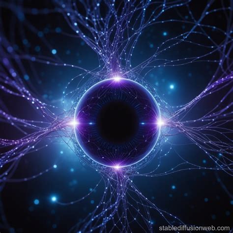 Digital Realism Of A Neural Network Visualized As An Intricate Circuit Of Lights In Deep Space