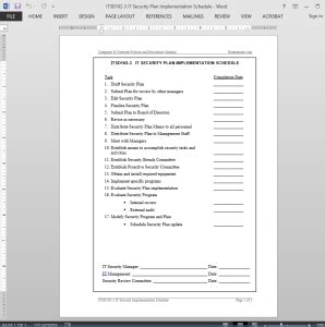 IT Security Implementation Plan Template Word