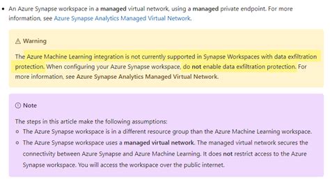 Azure Machine Learning integration with Synapse Workspaces --> data exfiltration protection NOT ...