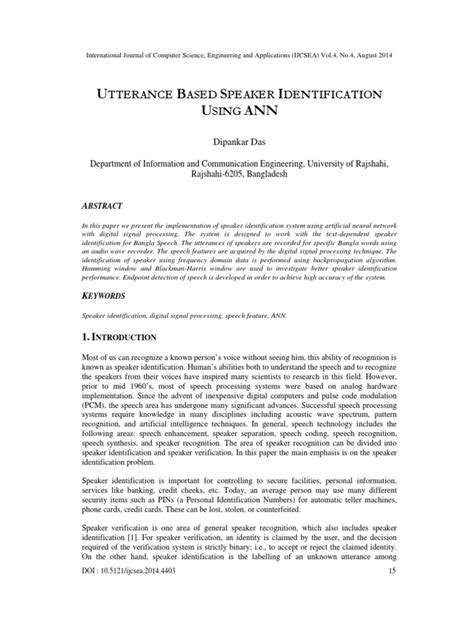 Utterance Based Speaker Identification Pdf Fourier Analysis