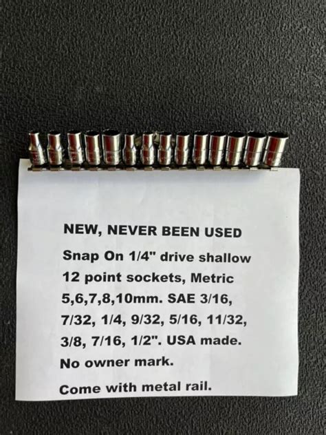 Snap On 1 4 Drive Socket Set Metric Sae Shallow Chrome 12 Point New £