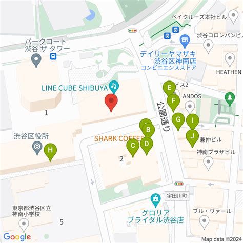 Line Cube Shibuya 周辺のファミレス・ファーストフード一覧マップ